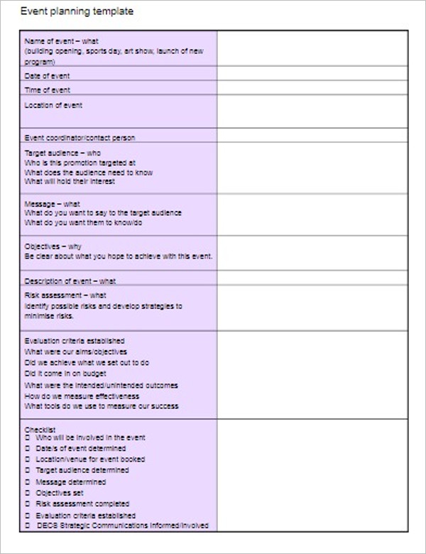 21+ Free Party Planning Templates PDF, Excel, Word Example Ideas