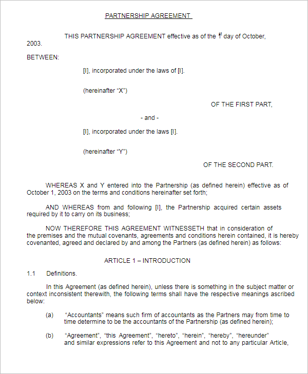21+ Free Partnership Agreement Templates Word, PDF, Format Samples