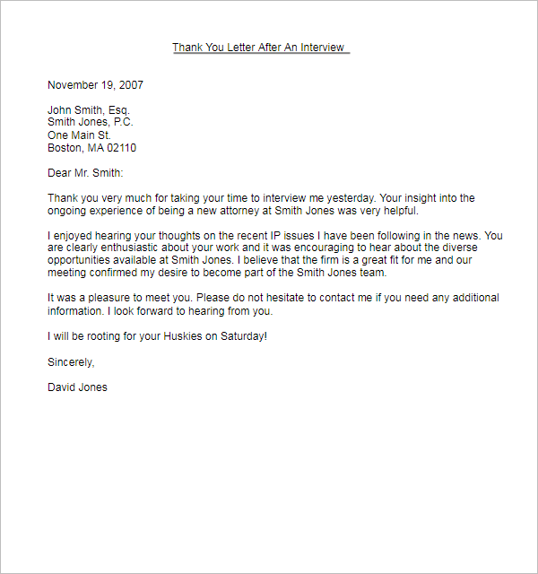 17+ Best Interview Thank You Note Templates Free Examples