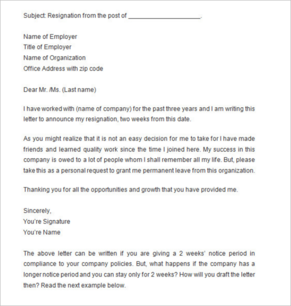 41+ Free Notice Letter Templates Word, Format Examples