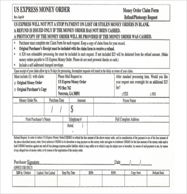 12+ Money Order Forms Free PDF Download Formats