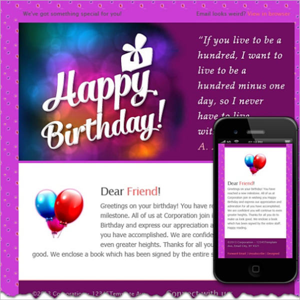 15+ Birthday Email Templates Free Download Designs
