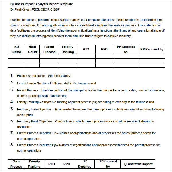 19+ Business Impact Analysis Templates Free Word, PDF, PPT Examples
