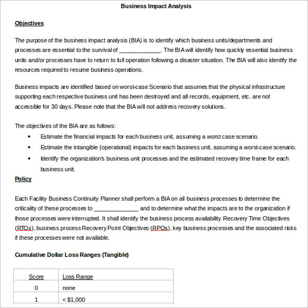 19+ Business Impact Analysis Templates Free Word, PDF, PPT Examples