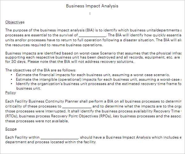 19+ Business Impact Analysis Templates Free Word, PDF, PPT Examples