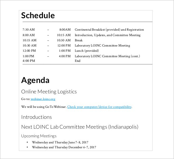 31+ Simple Agenda Templates Free Word, PDF Format Examples
