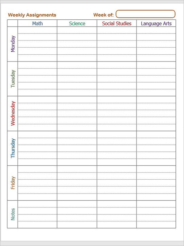 14+ Homework Agenda Templates Free Word, Doc, PDF Formats
