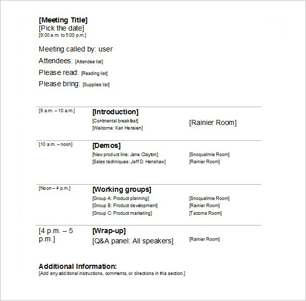 31+ Simple Agenda Templates Free Word, PDF Format Examples