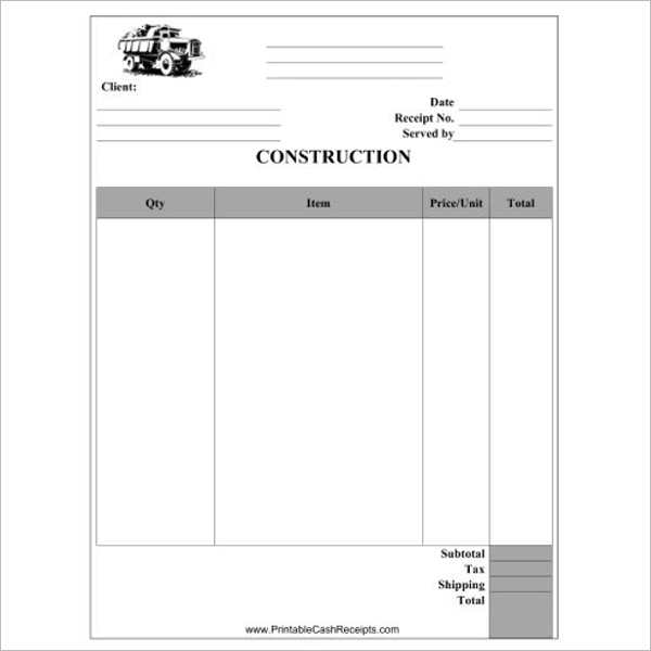 17+ Construction Receipt Templates Free Word, PDF Formats