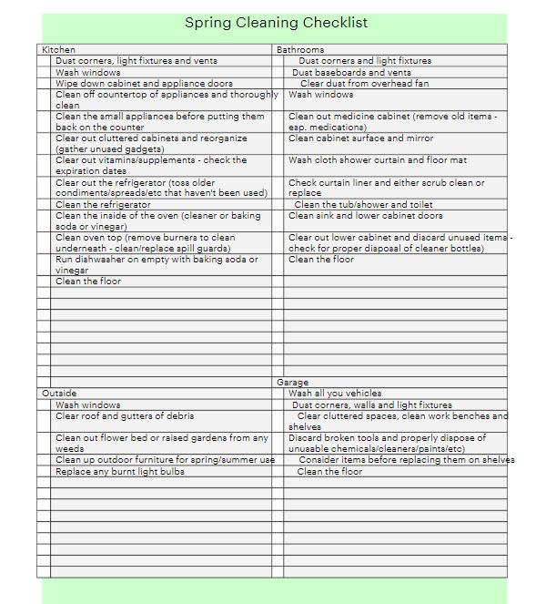 43+ Cleaning Checklist Templates Free PDF, Word, Excel Formats