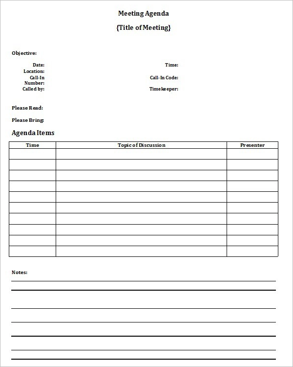 31+ Simple Agenda Templates Free Word, PDF Format Examples