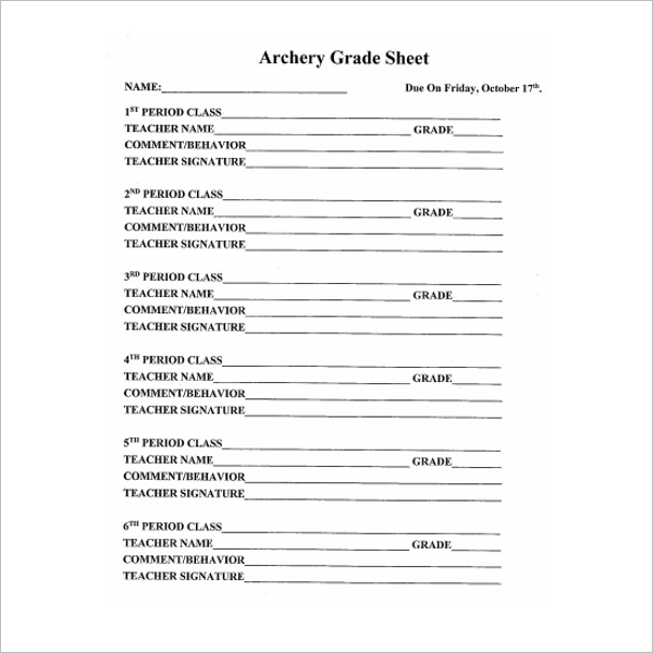 34+ Free Grade Sheet Templates PDF, Excel, Word Formats