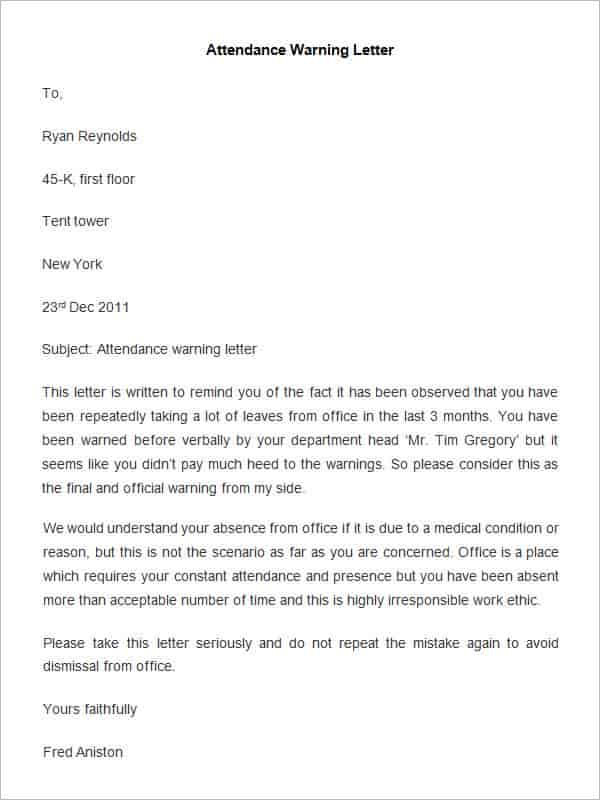 26+ HR Warning Letter Templates Free Word, Doc, PDF Samples