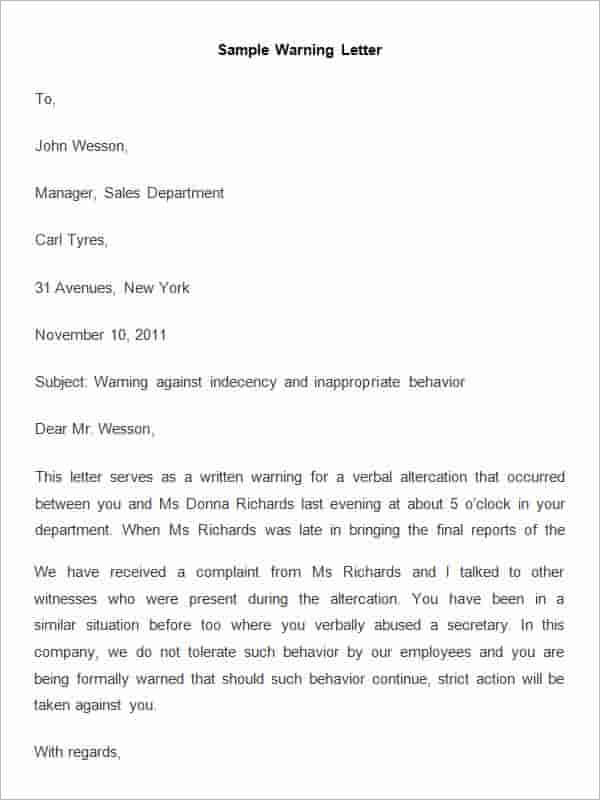 26+ HR Warning Letter Templates Free Word, Doc, PDF Samples