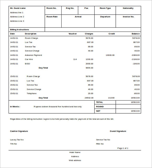 21+ Hotel Receipt Templates Free PDF, Word, Excel Samples