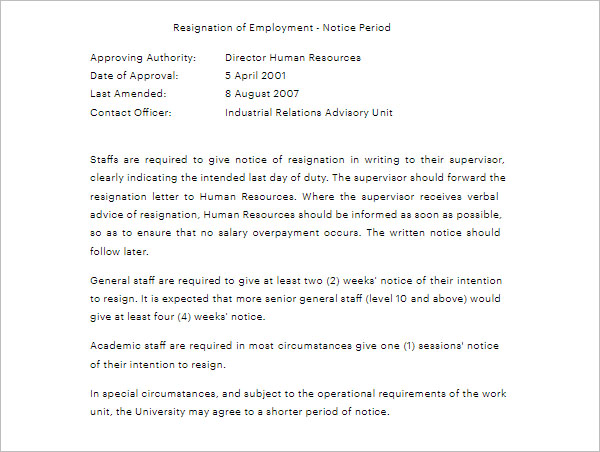 27+ Notice Period Letter Templates Free PDF, Word Formats