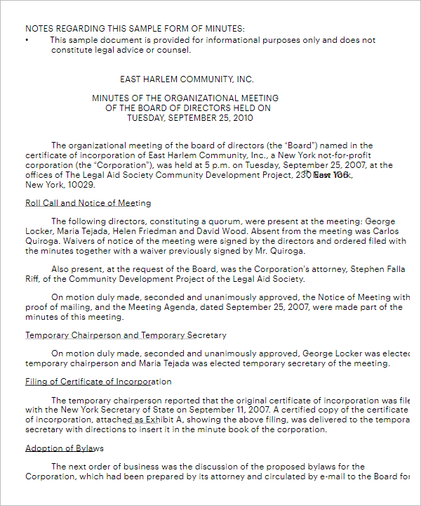 24+ Corporate Meeting Minutes Templates Free Word, Doc, PDF Formats