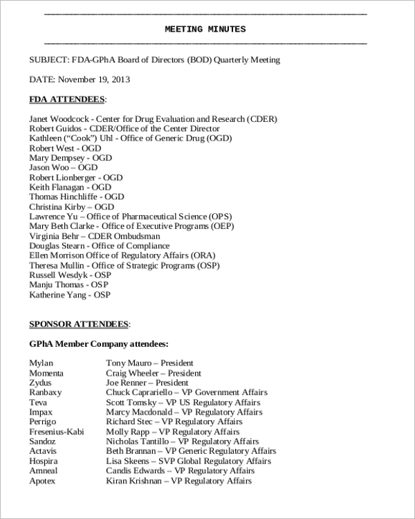 24+ Corporate Meeting Minutes Templates Free Word, Doc, PDF Formats