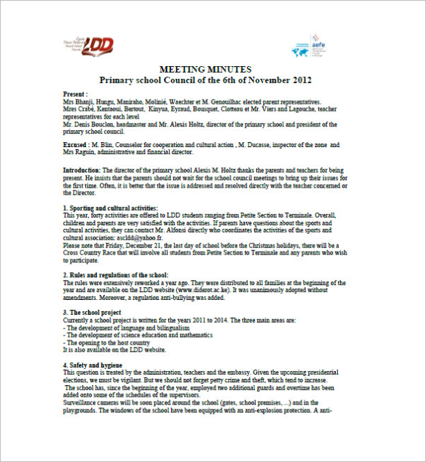 18+ School Meeting Minutes Templates PDF, Doc, Sample Examples
