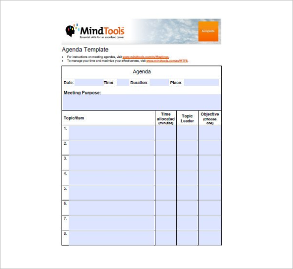 31+ Simple Agenda Templates Free Word, PDF Format Examples