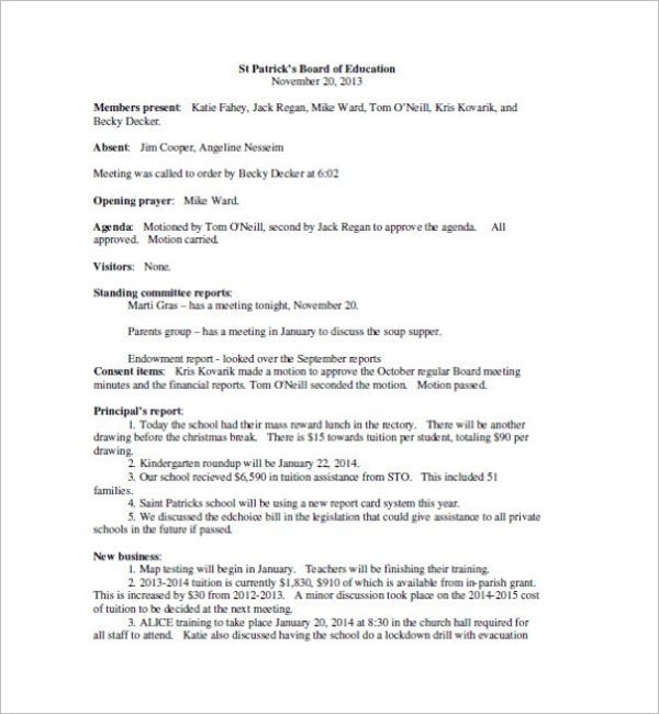 18+ School Meeting Minutes Templates PDF, Doc, Sample Examples