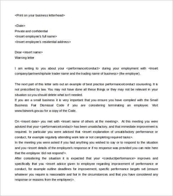 26+ HR Warning Letter Templates Free Word, Doc, PDF Samples