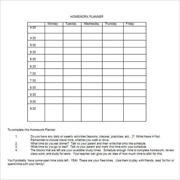 14+ Homework Agenda Templates Free Word, Doc, PDF Formats