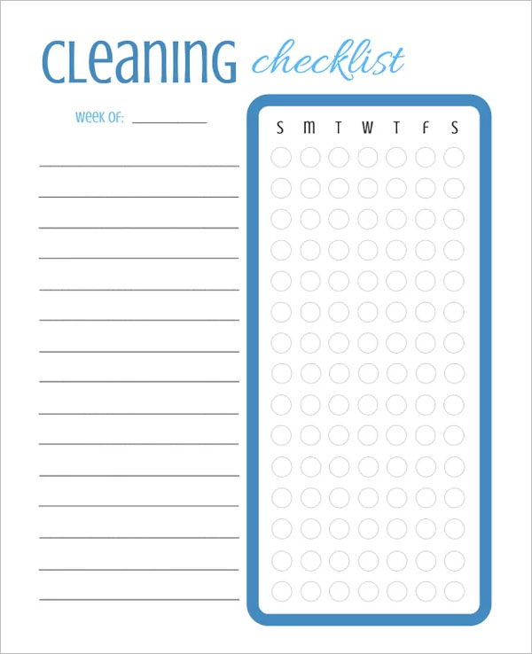 43+ Cleaning Checklist Templates Free PDF, Word, Excel Formats