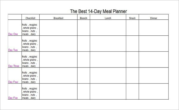 43+ Meal Planning Templates Free PDF, Doc, Excel Format Ideas
