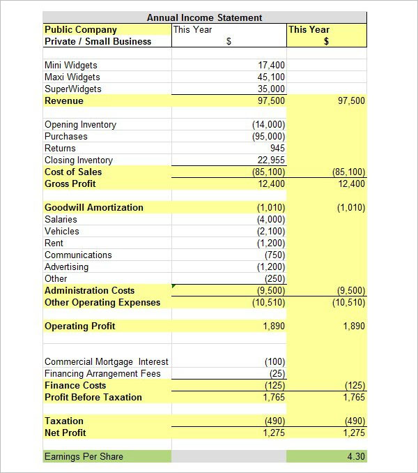 36+ Income Statement Templates Free PDF, Excel, Word, XLS Formats