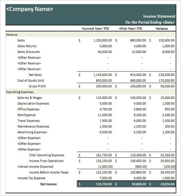 36+ Income Statement Templates Free PDF, Excel, Word, XLS Formats