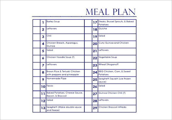 43+ Meal Planning Templates Free PDF, Doc, Excel Format Ideas