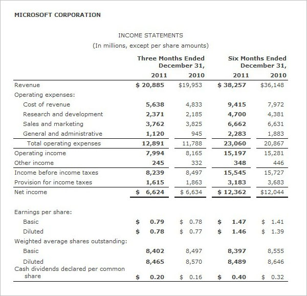 36+ Income Statement Templates Free PDF, Excel, Word, XLS Formats