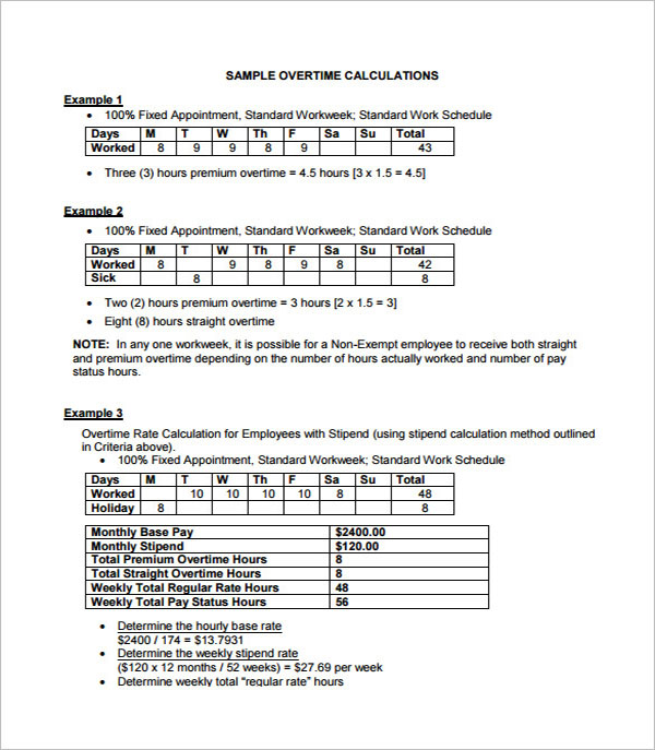 11+ Free Weekly Paycheck Calculator Excel, PDF, Doc, Word Formats