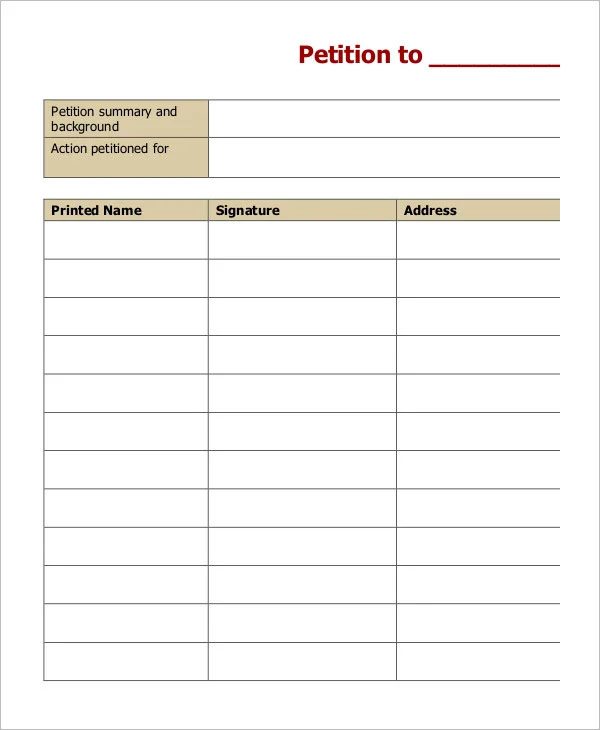13+ Free Printable Petition Templates Word, PDF Documents