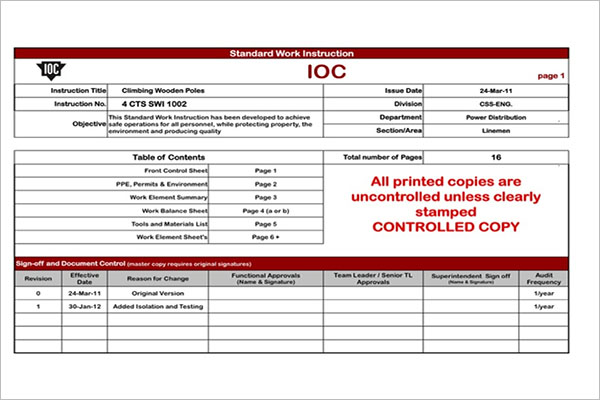 20+ Free Work Instruction Templates Word, Excel, PDF Samples