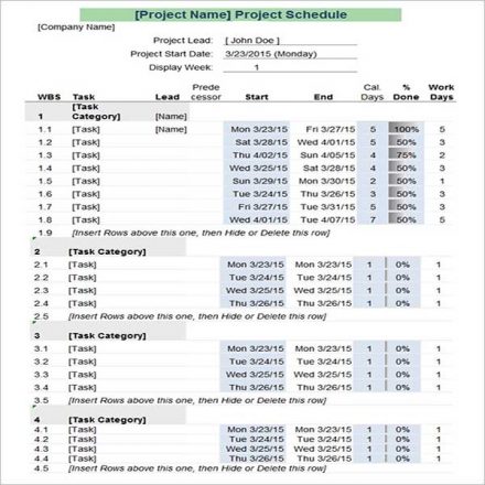 Project Schedule Templates - Free Sample, Examples Download