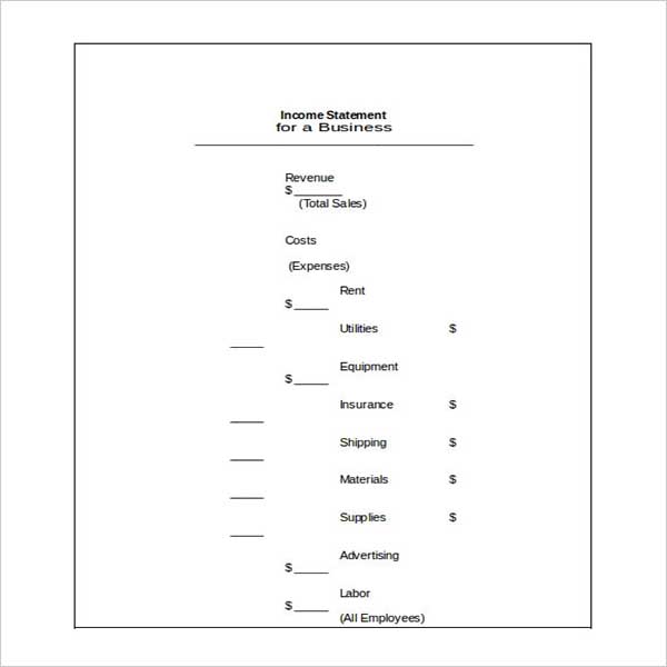 Monthly Income Statement Templates - Free Word, Excel, PDF