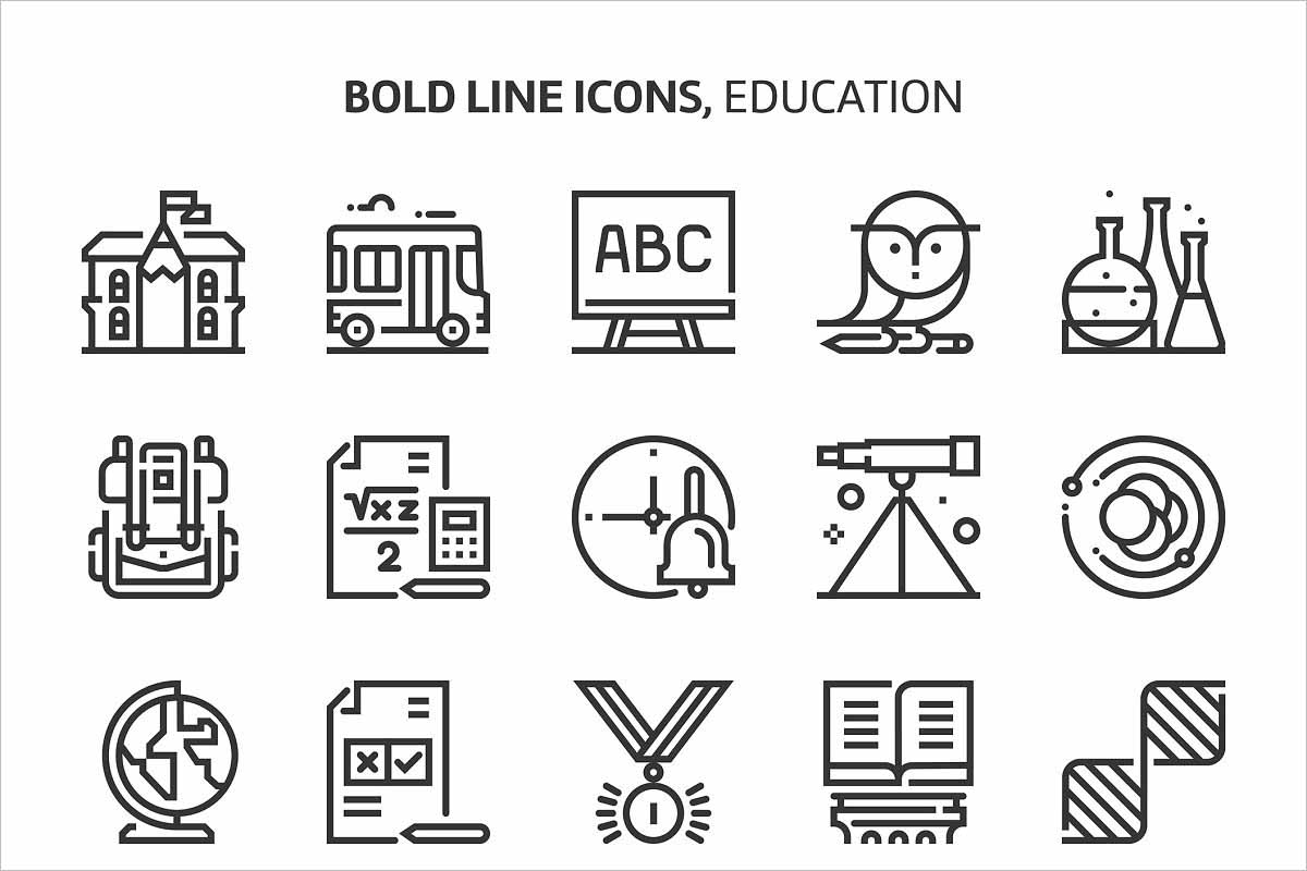 Bold Line Icons || Free & Premium Display Fonts || Creative Template